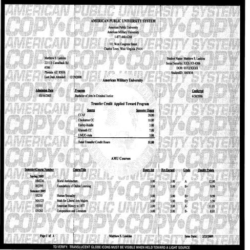 AMU Official Transcript 032209 | PDF