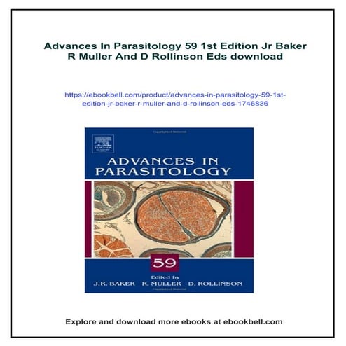 Advances In Parasitology 59 1st Edition Jr Baker R Muller And D ...