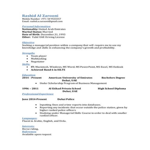 Rashid Al Zarooni's CV | DOCX