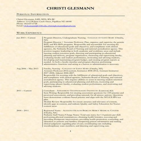 Glesmann CV - current | PDF