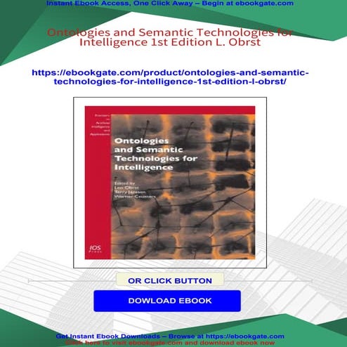 Ontologies and Semantic Technologies for Intelligence 1st Edition L. Obrst | PDF
