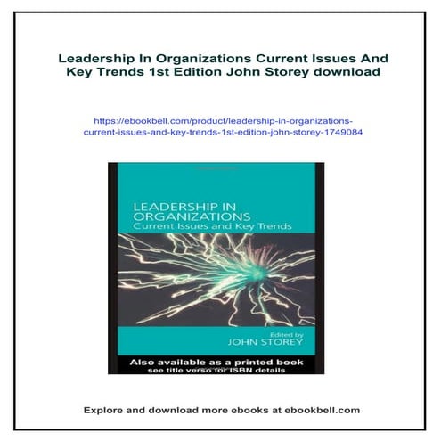 Leadership In Organizations Current Issues And Key Trends 1st Edition ...