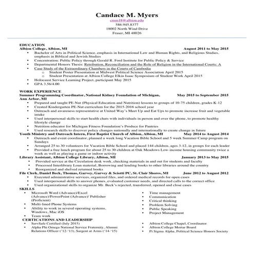C. Myers Resume | PDF
