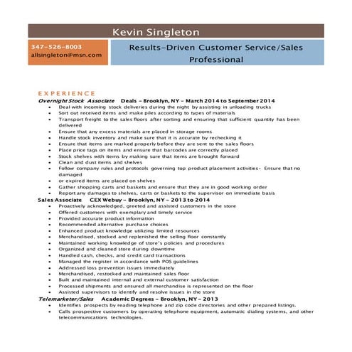 Kevin Singleton resume | DOCX