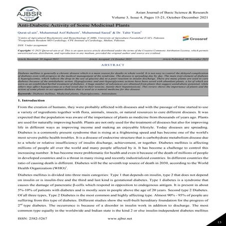 Anti-Diabetic Activity of Some Medicinal Plants | PDF