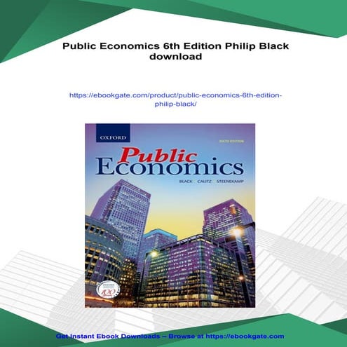 Public Economics 6th Edition Philip Black | PDF