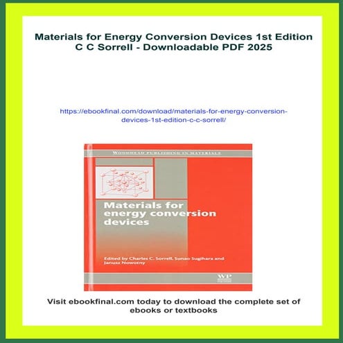 Materials for Energy Conversion Devices 1st Edition C C Sorrell | PDF