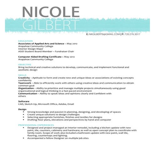 Nicole Gilbert Design Resume | PDF