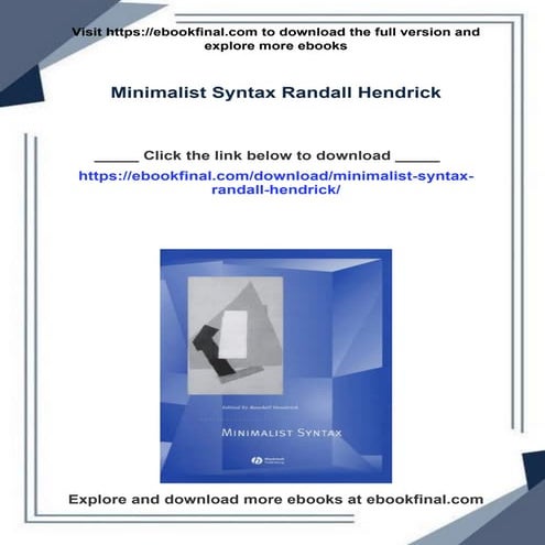 [FREE PDF sample] Minimalist Syntax Randall Hendrick ebooks | PDF
