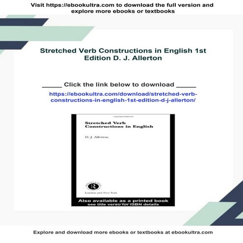 Stretched Verb Constructions in English 1st Edition D. J. Allerton | PDF