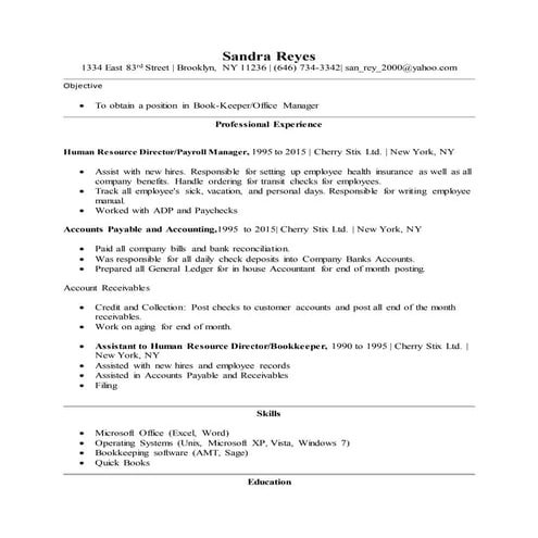 sandra reyes resume | DOCX