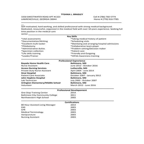 Tyshika Resume | RTF