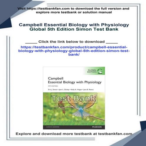 Campbell Essential Biology with Physiology Global 5th Edition Simon ...