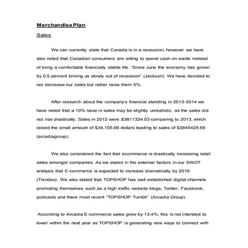 Merchandise Plan | PDF