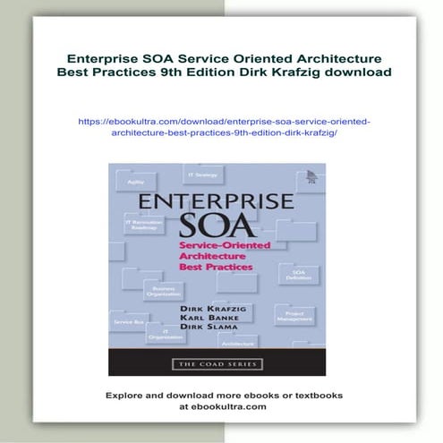 Enterprise SOA Service Oriented Architecture Best Practices 9th Edition Dirk Krafzig | PDF