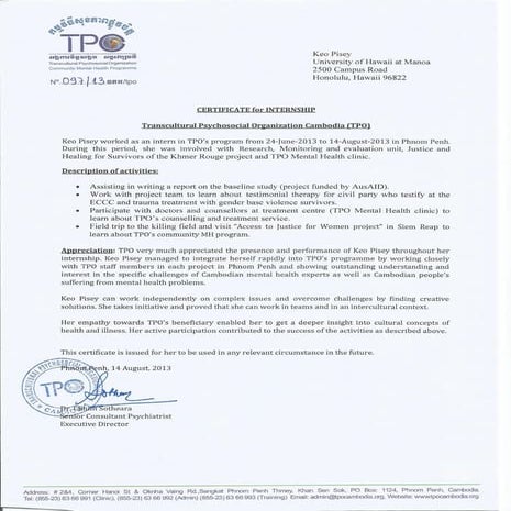 TPO Certificate for Internship0005 | PDF