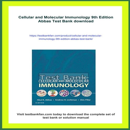 Cellular and Molecular Immunology 9th Edition Abbas Test Bank | PDF