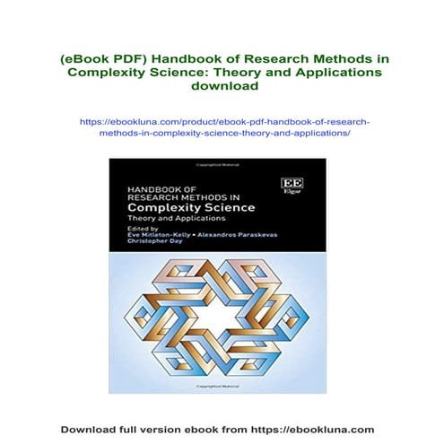 (eBook PDF) Handbook of Research Methods in Complexity Science: Theory ...