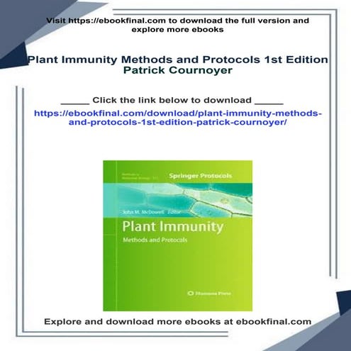 Immediate download Plant Immunity Methods and Protocols 1st Edition ...