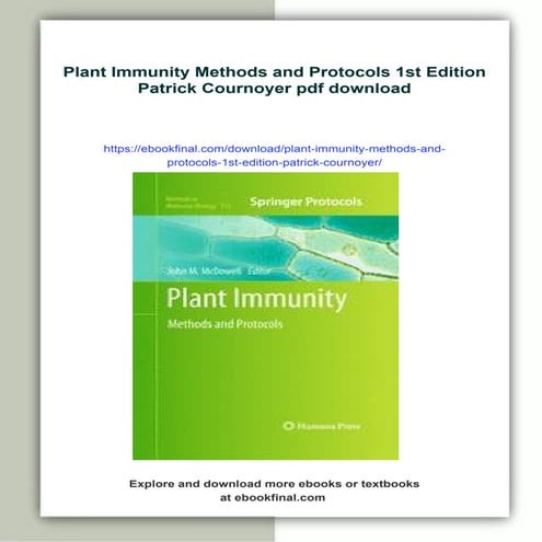Plant Immunity Methods and Protocols 1st Edition Patrick Cournoyer | PDF