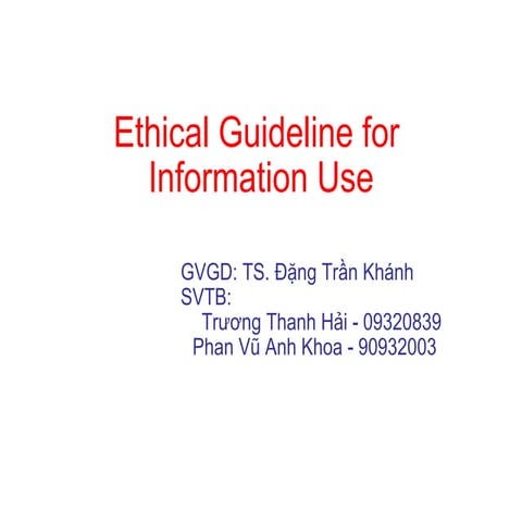 Ethical Guideline for Information Use | PPT | Business | Business and ...