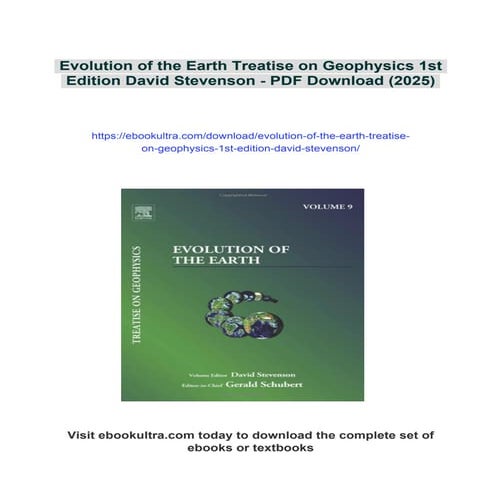 Evolution of the Earth Treatise on Geophysics 1st Edition David ...