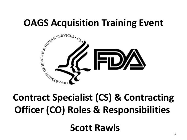 CS & CO Roles & Responsibilities US FDA Presentatioin - Scott Rawls