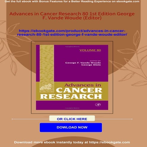 Advances in Cancer Research 80 1st Edition George F. Vande Woude ...