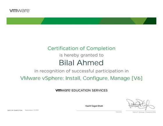 VMware ICM Certificate | PDF