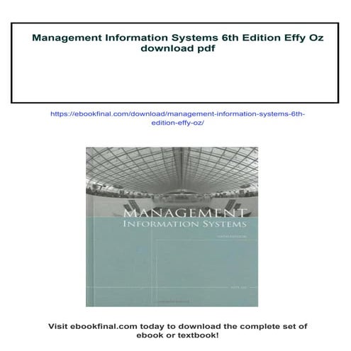 Management Information Systems 6th Edition Effy Oz | PDF