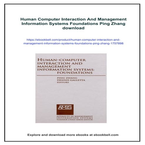 Human Computer Interaction And Management Information Systems Foundations Ping Zhang | PDF