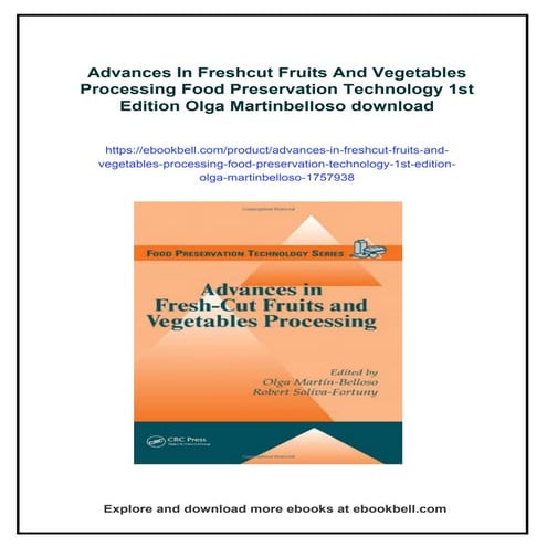 Advances In Freshcut Fruits And Vegetables Processing Food Preservation Technology 1st Edition ...