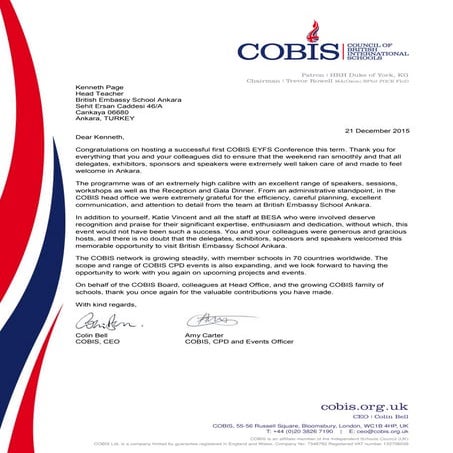 BESA Thank you letter - Kenneth Page | PDF