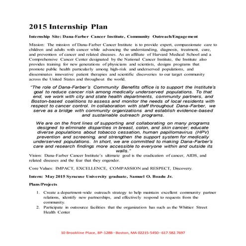 2015 Internship Plan | PDF