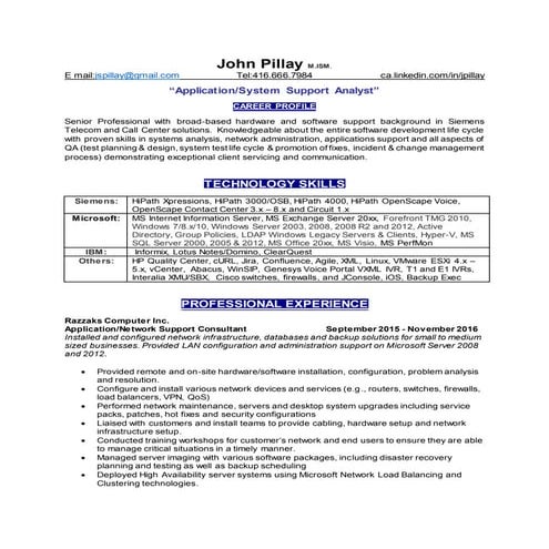 John Pillay_Resume_AppSySupp | PDF