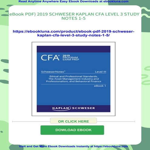 (eBook PDF) 2019 SCHWESER KAPLAN CFA LEVEL 3 STUDY NOTES 1-5 | PDF