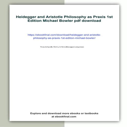Heidegger and Aristotle Philosophy as Praxis 1st Edition Michael Bowler ...
