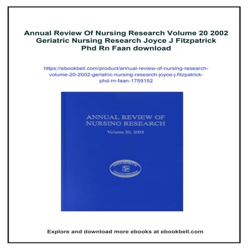 Annual Review Of Nursing Research Volume 20 2002 Geriatric Nursing Research Joyce J Fitzpatrick ...