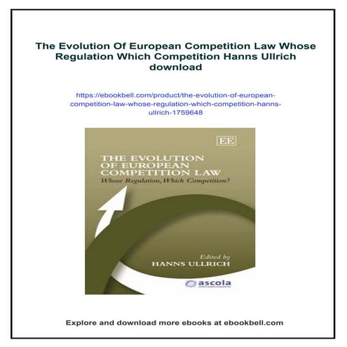 The Evolution Of European Competition Law Whose Regulation Which ...