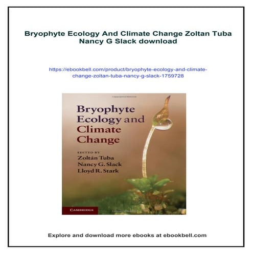 Bryophyte Ecology And Climate Change Zoltan Tuba Nancy G Slack | PDF