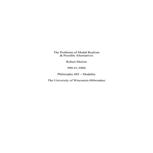 Analysis Of David Lewis S Modal Realism | PDF
