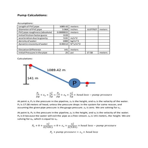 Pump Calculations explanation | DOCX