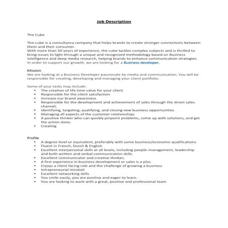 BD senior job description | PDF