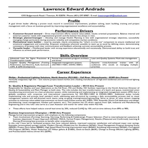 Lawrence Edward Andrade June 2016 Resume | PDF