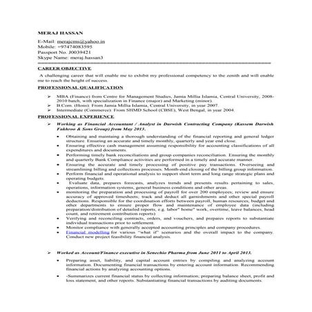 Meraj Resume 2016 | DOC