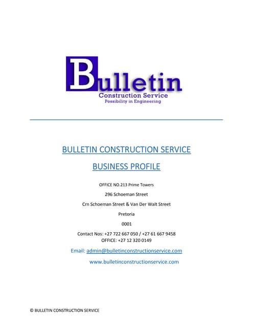 Bulletin Construction Service presentations