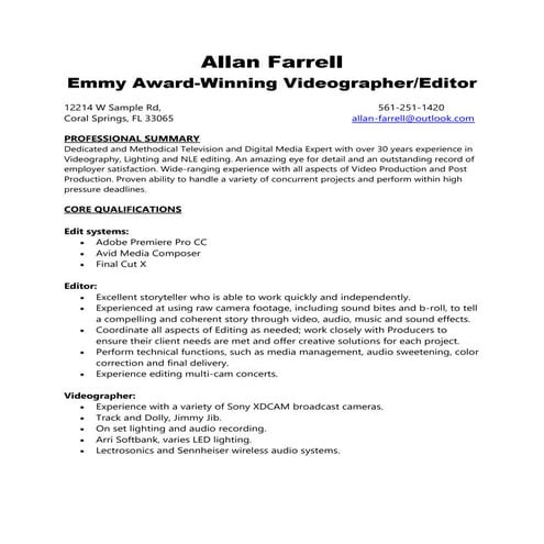 Allan Farrell Resume Final - Copy | PDF