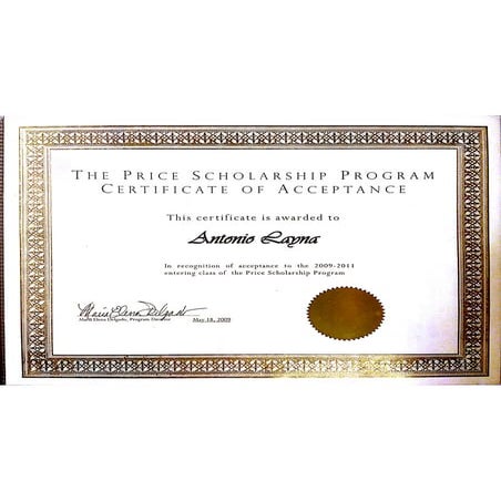 The Price Scholarship Program Certificate | PDF