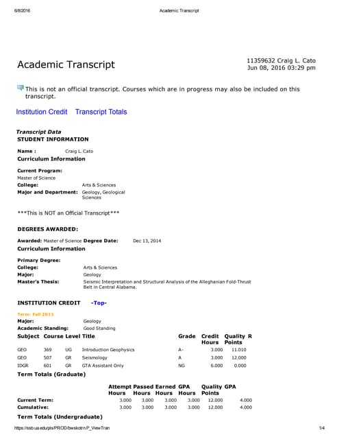 Academic Transcript | PDF