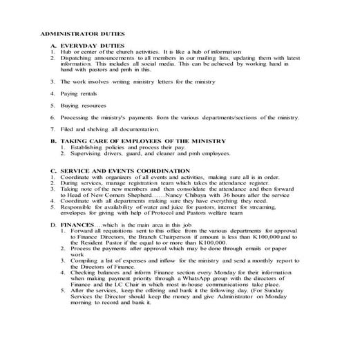 DUTIES OF ADMINISTRATOR | DOCX